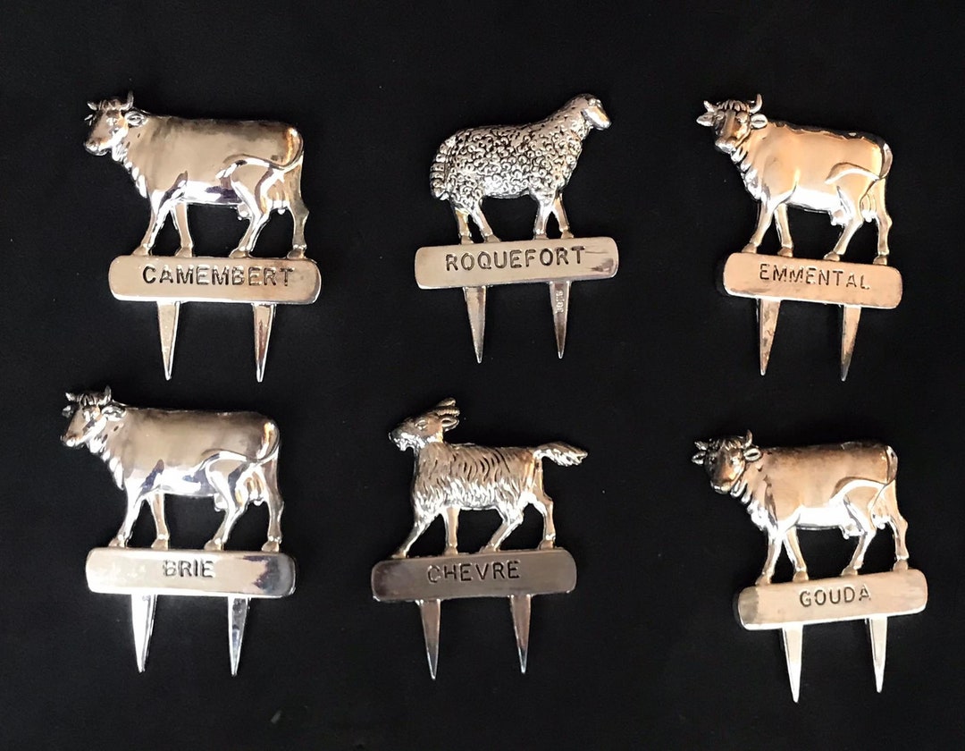 Vintage Silver Plated Cheese Markers: French Silea Animal Labels - Etsy