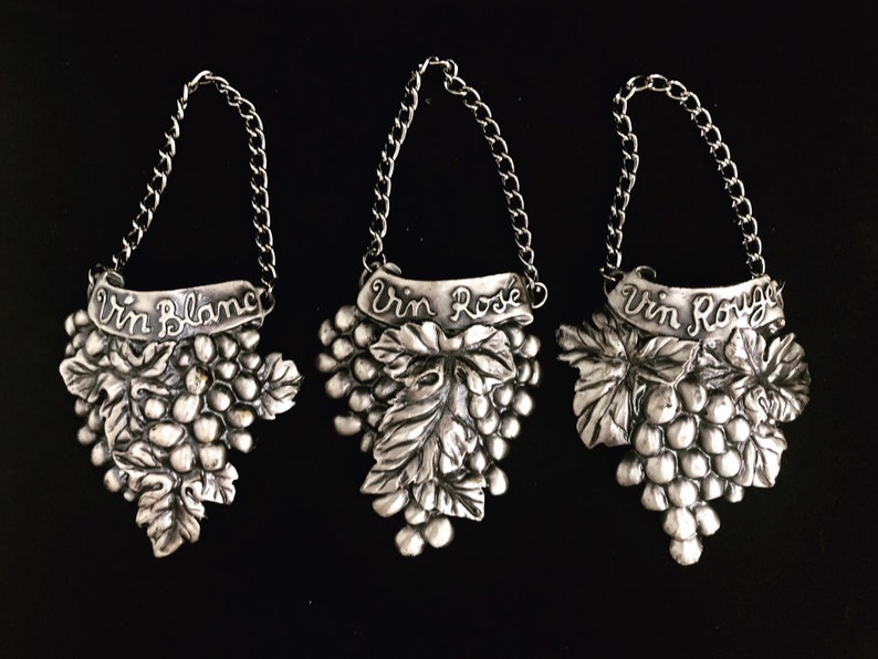 Wine labels metal wine vintage Bottle neck tags grapes | Etsy