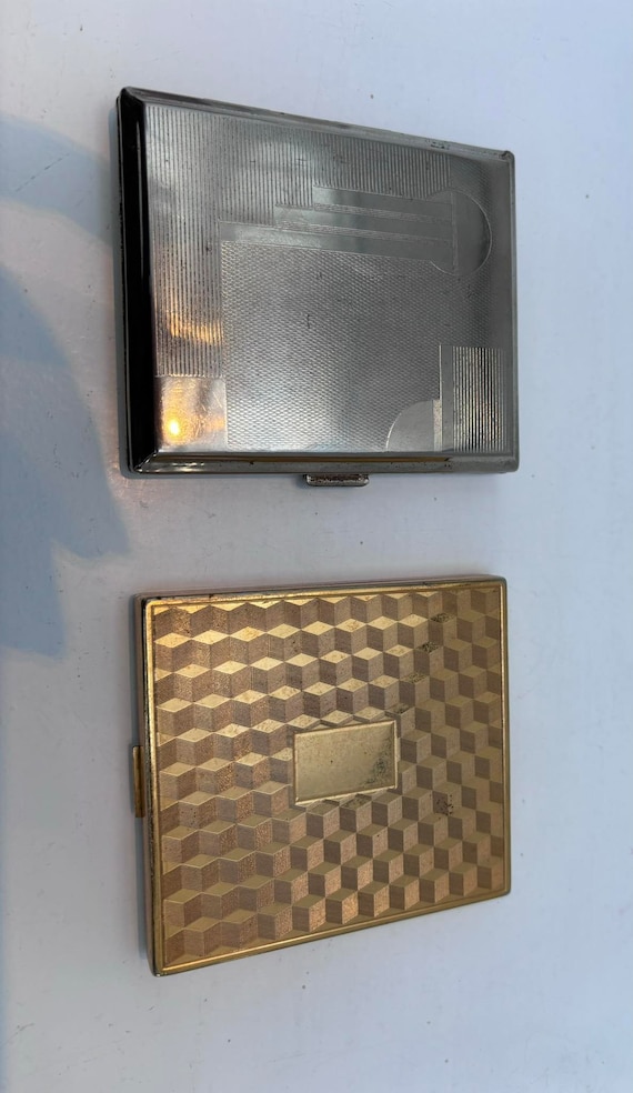 Cigarette case set 2 golden and plated Vintage Gold … - Gem