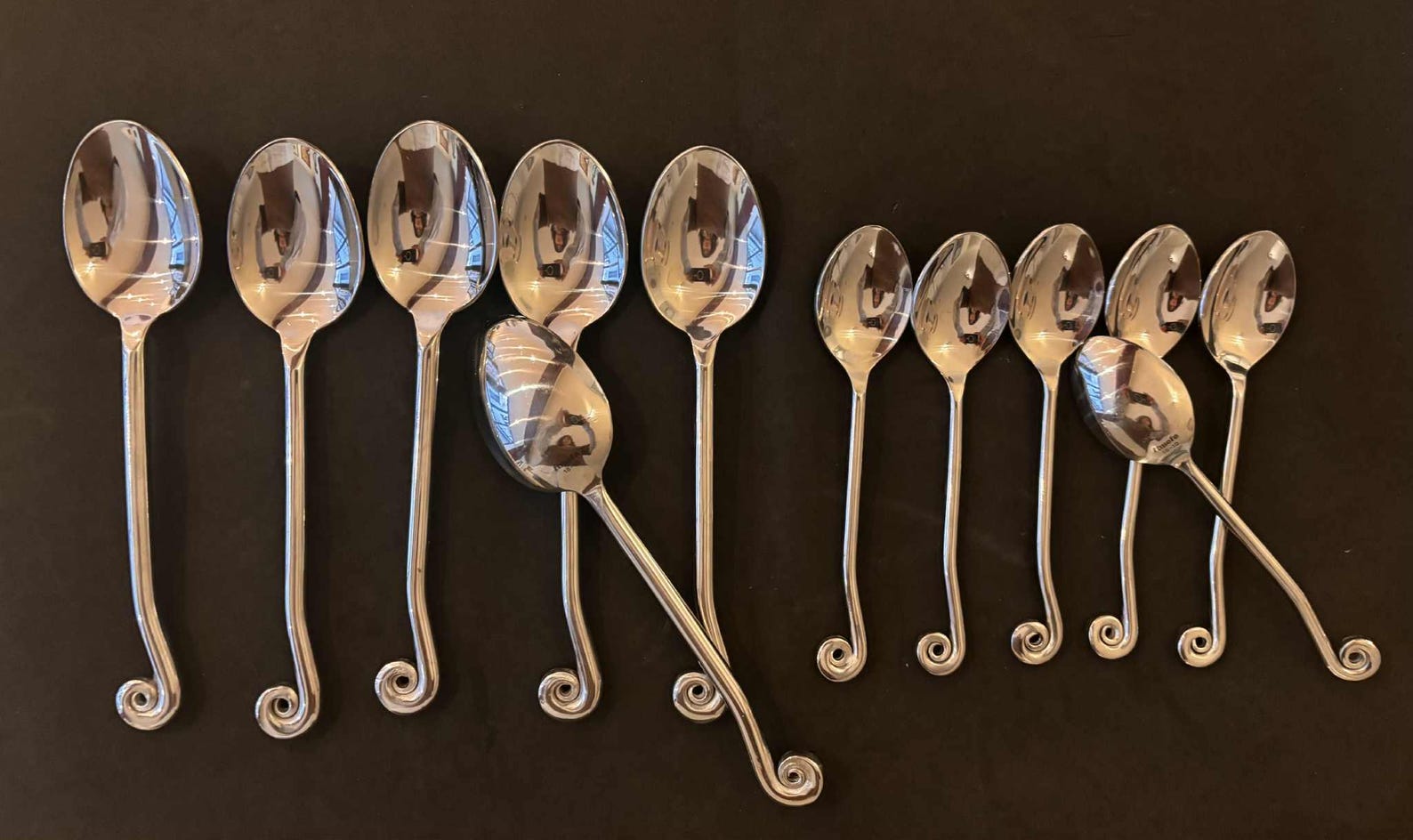 Twisted Stainless Steel Flatware Set: Amefa France, Brutalist Medieval ...