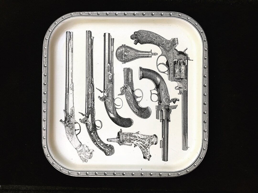 Fornasetti Metal Tray Guns Pistol Italian Design Vintage 60s Bar Tray ...