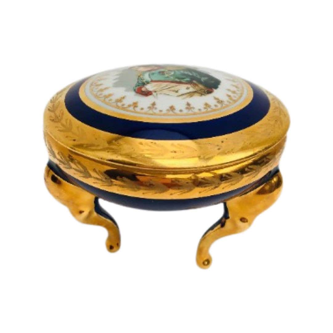 Napoleon Bonaparte Vintage Limoges Cobalt Blue Gold Trinket Box , Gift ...