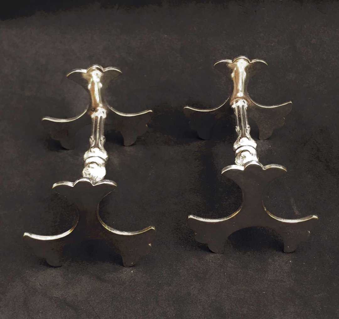 Antique Silver Plated Knife Rests - English Metal Table Cutlery Holders ...