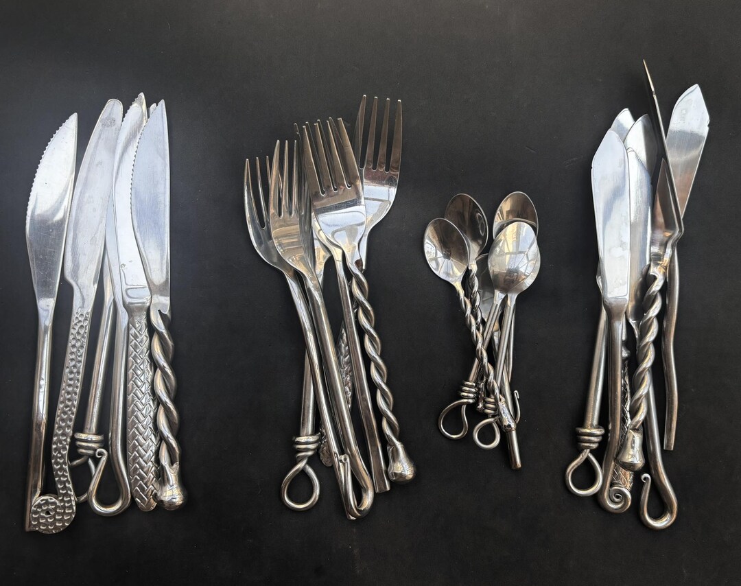 Mismatched French Flatware Set: Twisted Forged Steel, Brutalist ...