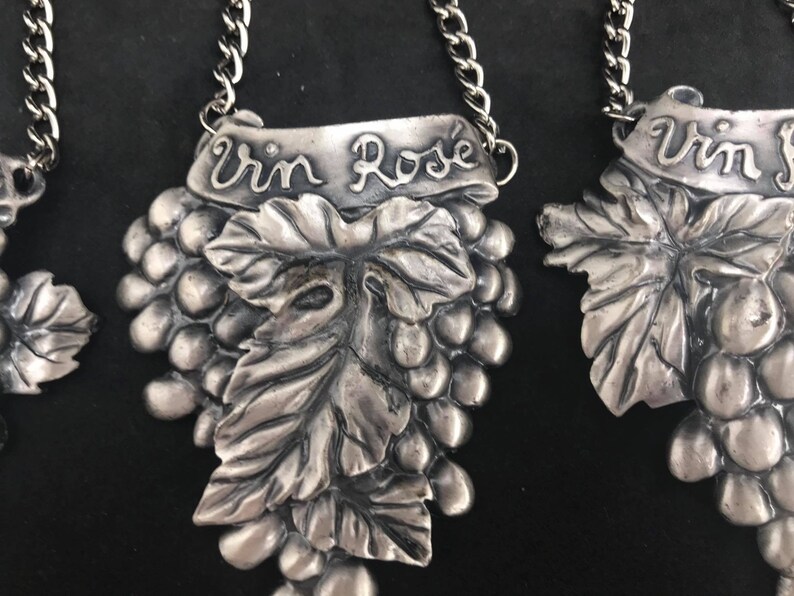 Wine labels metal wine vintage Bottle neck tags grapes | Etsy