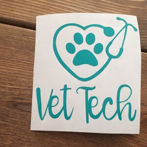 Vet Tech Decal Veterinarian Decal Vet Tech Sticker Vet Student Gift Vet ...