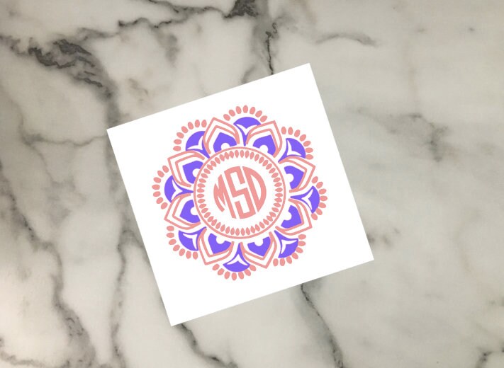 Mandala Decal Mandala Monogram Decal Mandala Monogram | Etsy