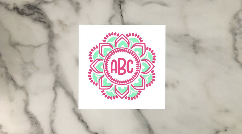 Mandala Decal Mandala Monogram Decal Mandala Monogram | Etsy