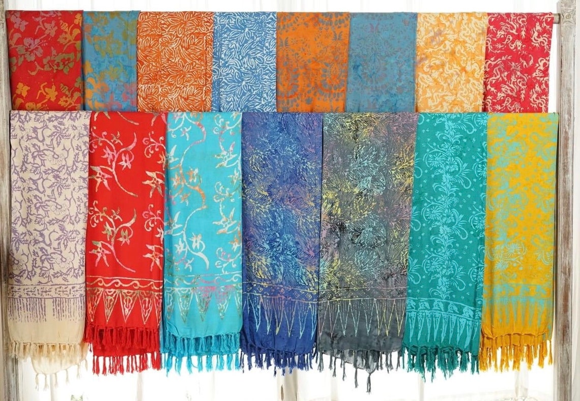 Blue Sky Sarong Floral Sarong Handmade Sarong Beach - Etsy