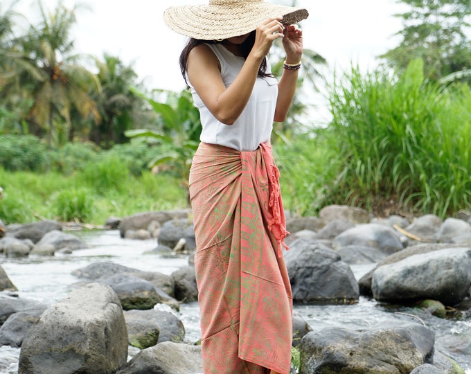 Orange Sarong Pink Sarong Floral Sarong Handmade Sarong Beach Cover up ...