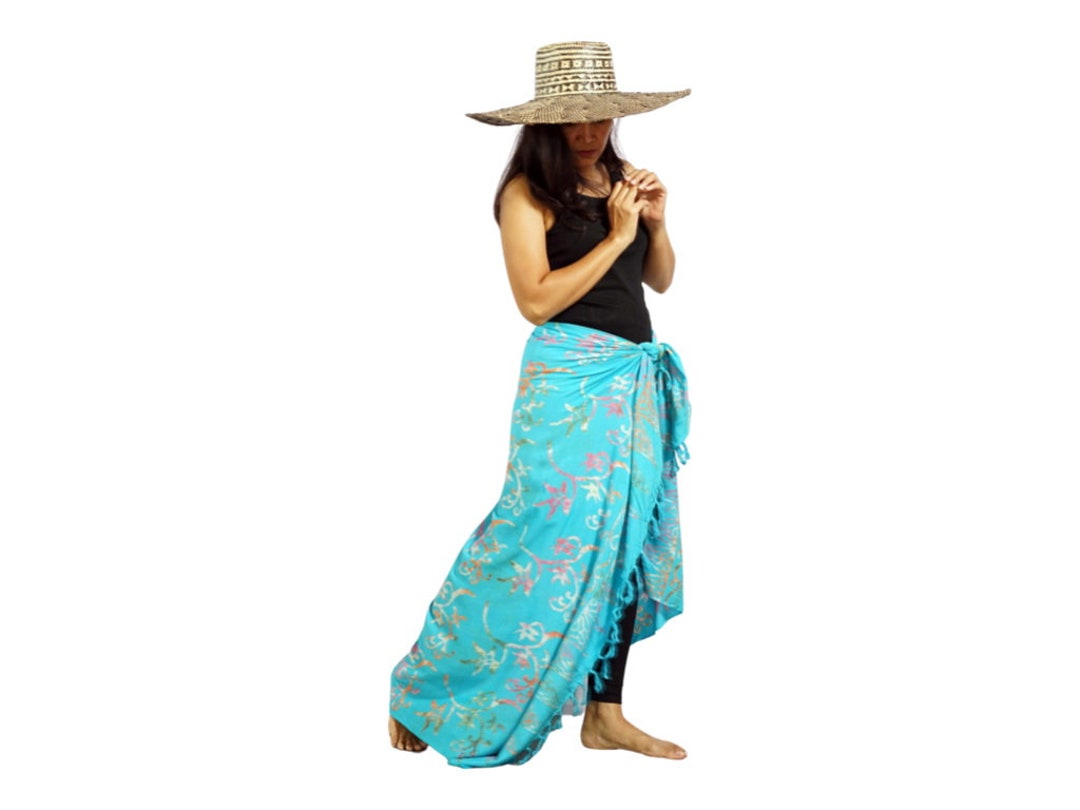 Sea Blue Beautiful Batik Sarongs, Modern Handmade Sarongs, Floral ...