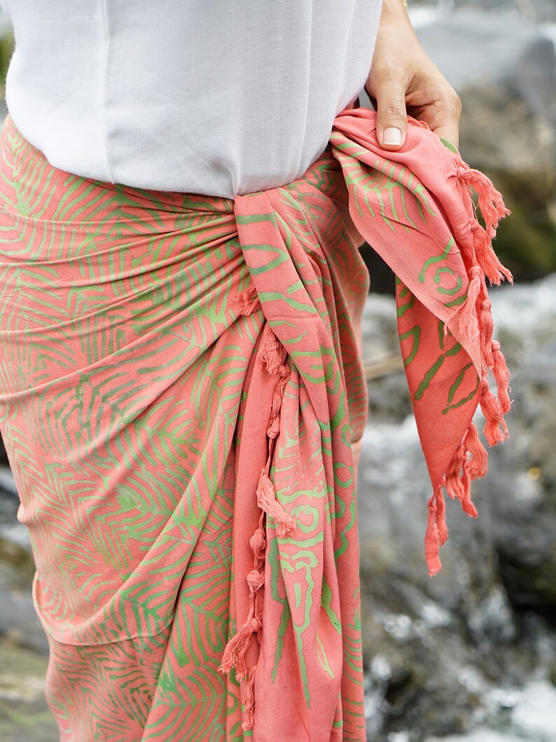 Handmade Batik Sarong: Floral Beach Cover-up, Pool Wrap - Etsy