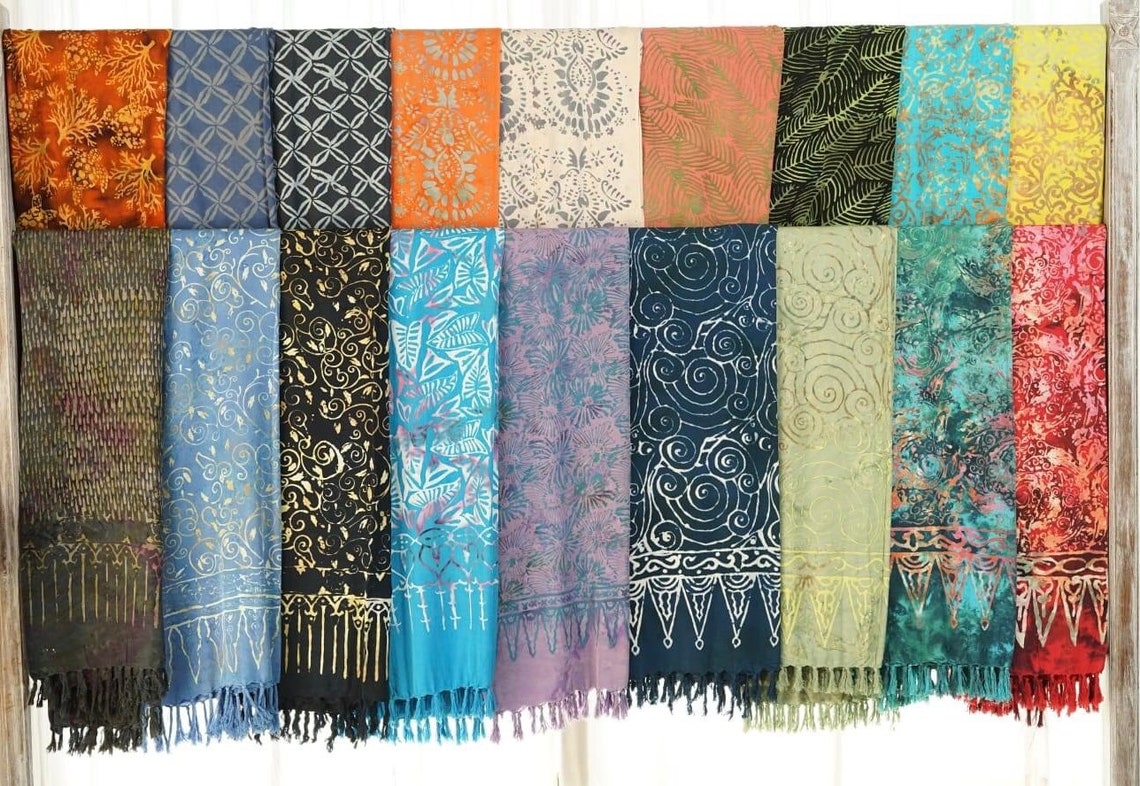 Blue Sky Sarong Floral Sarong Handmade Sarong Beach - Etsy