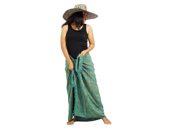 Green Sarong Floral Sarong Handmade Sarong Beach Cover - Etsy