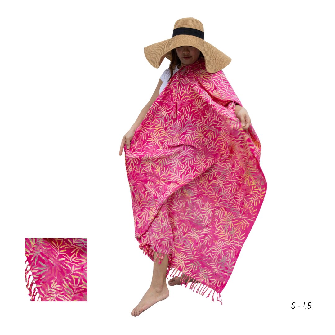 Handmade Bali Batik Sarong – Paradise Pink Rayon Beach Wrap – Mandala ...