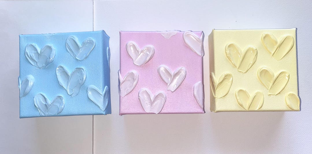 Textured Acrylic Heart Painting | Heart Block Painting | Textured Heart ...