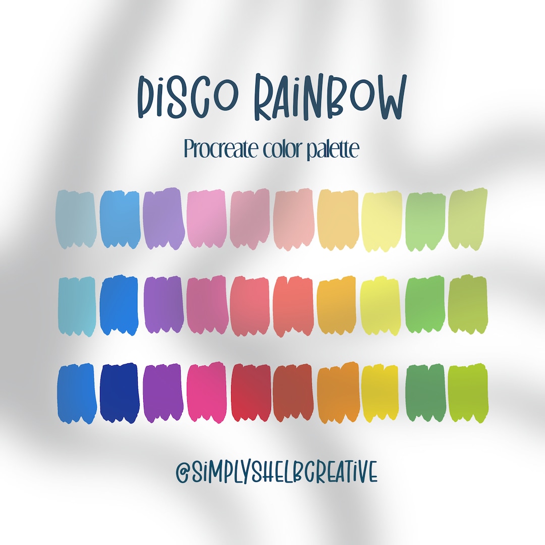 Disco Rainbow Color Palette Procreate Palette Color Swatches Rainbow ...