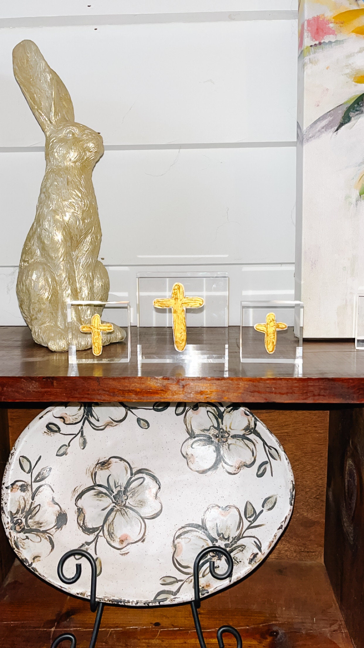 Gold Cross on Clear Acrylic Block House Decor Holiday Decor Easter ...