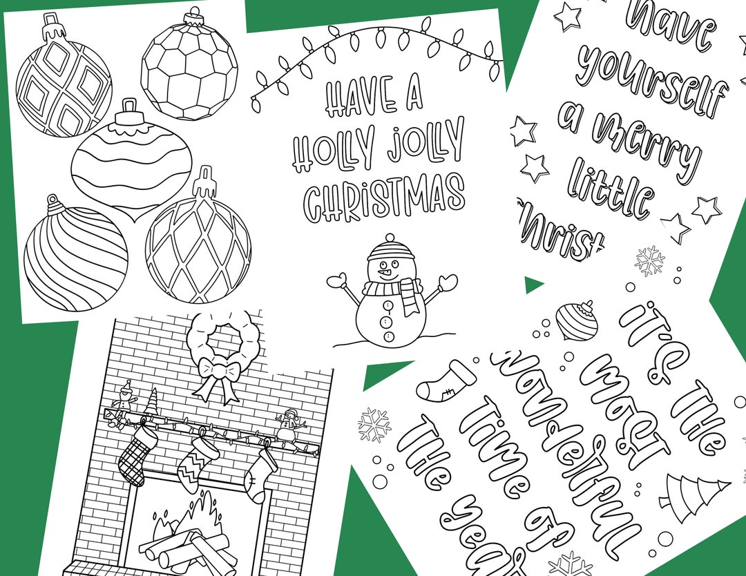 Christmas Coloring Pages, Winter Coloring Book, Christmas Themed ...