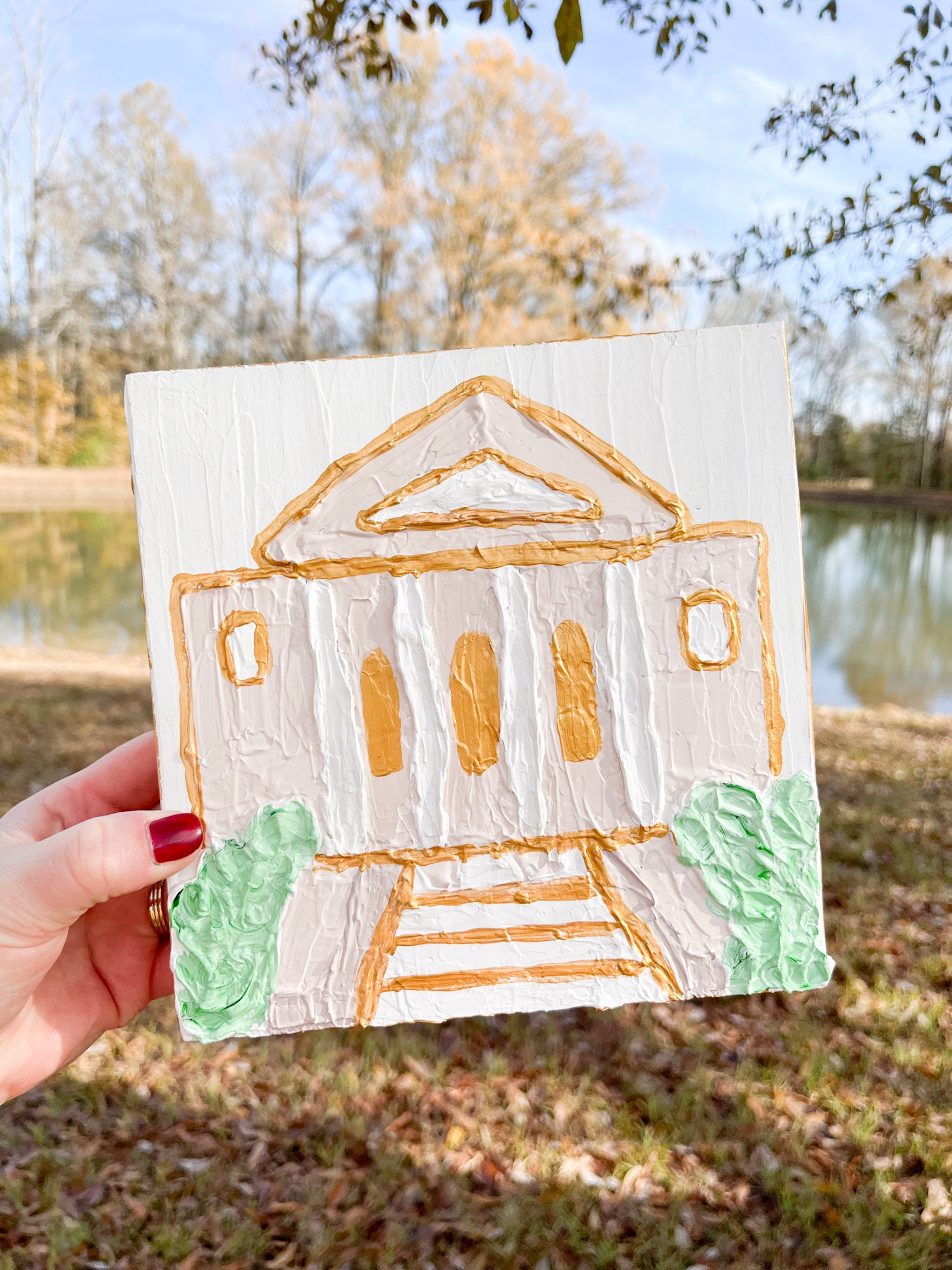 Church Painting | Thick Textured Church Art on Wood Block | Baptist ...