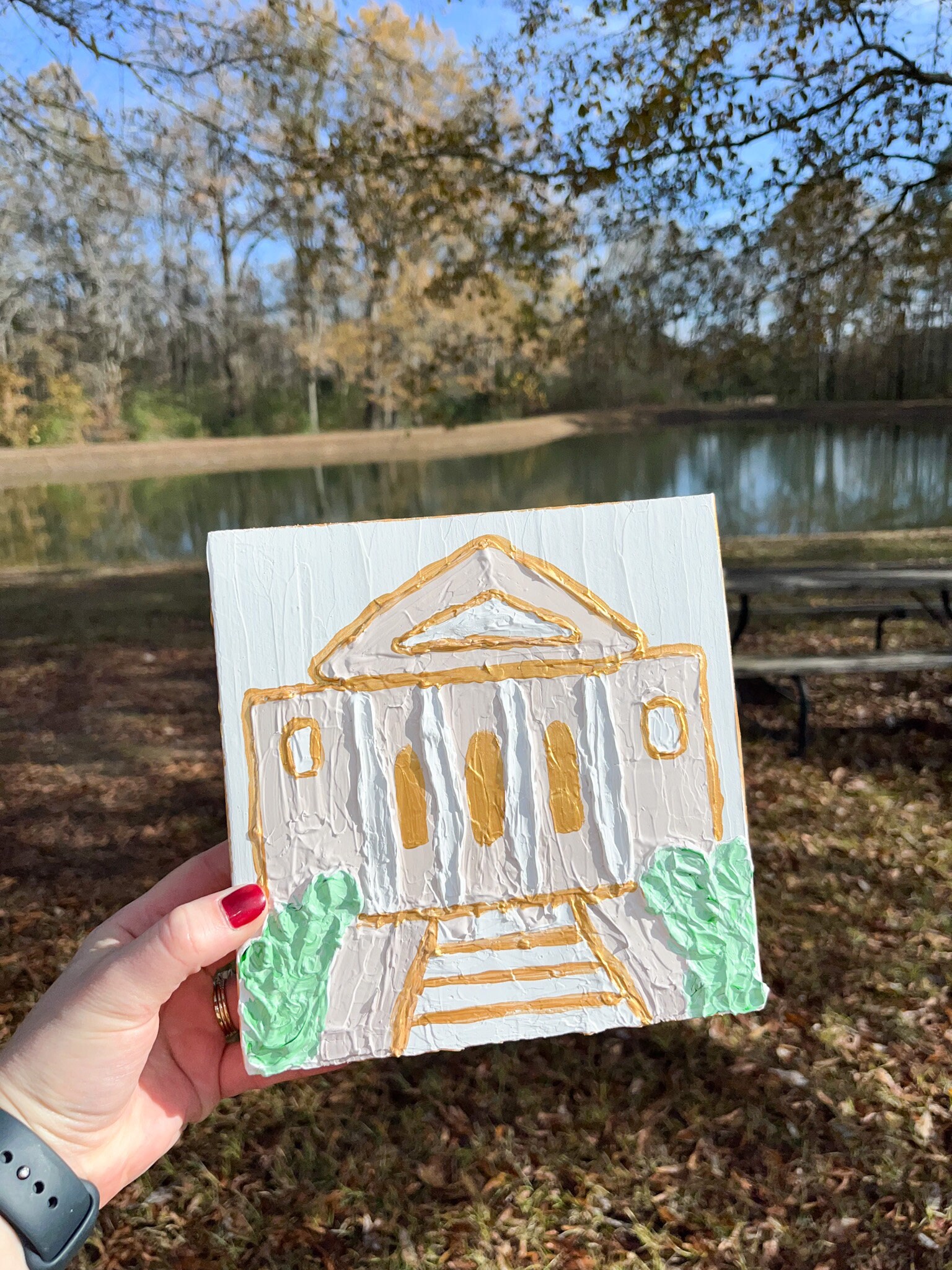 Church Painting | Thick Textured Church Art on Wood Block | Baptist ...