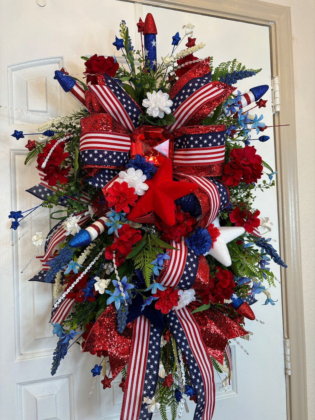 Patriot Wreath for Front Door, 4th of July Wreath for Front Door ...