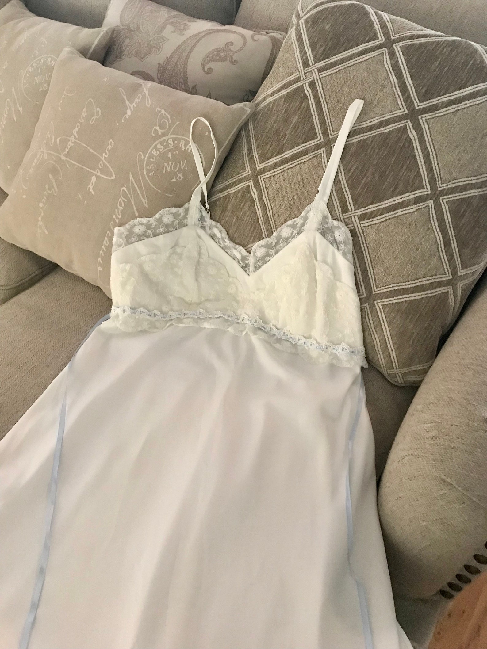 David's Bridal White Sheer and Laced Sleeping Nightgown 1X. - Etsy