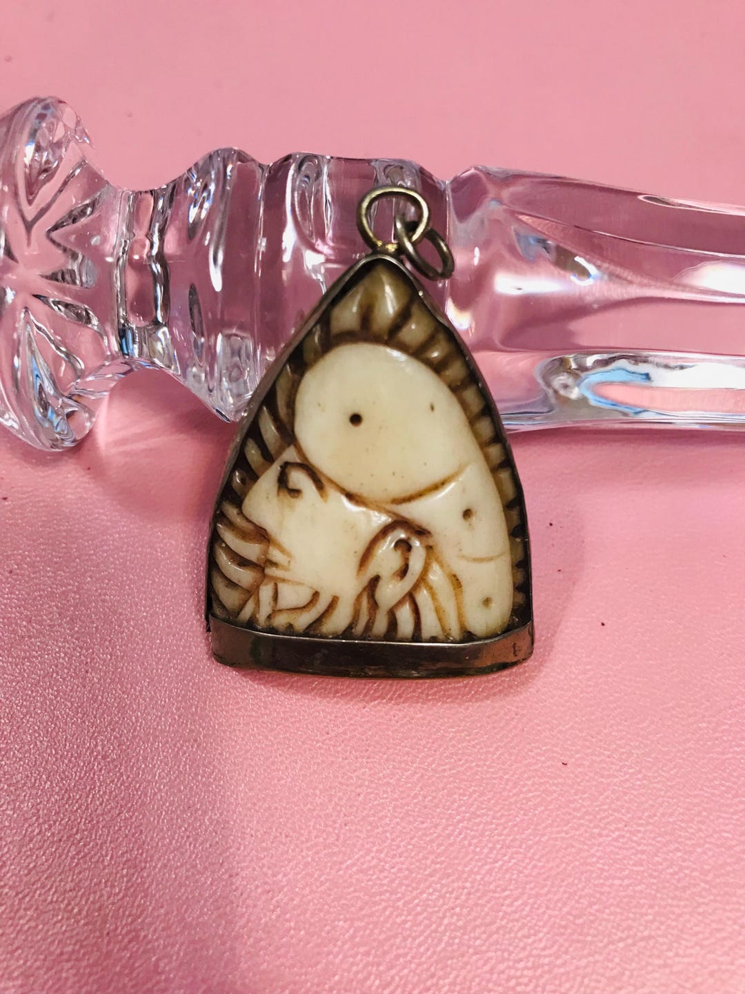 Indu', Vintage Amulet Pendant Silver Stamped and Carved. - Etsy