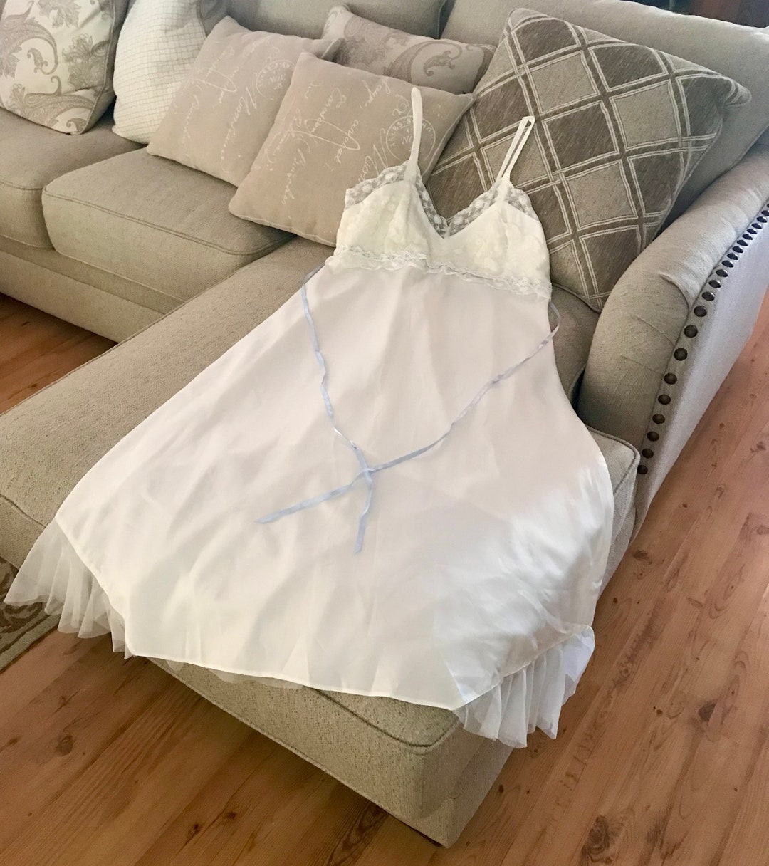 David's Bridal White Sheer and Laced Nightgown 1X. - Etsy