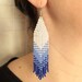 Long White Blue Beaded Fringe Earrings Royal Blue Earrings - Etsy