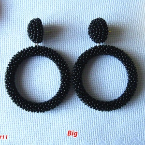 Black Big Hoop Earrings on Studs, Clips, Small Black Hoop Earrings ...