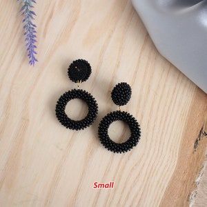 Black Big Hoop Earrings on Studs, Clips, Small Black Hoop Earrings ...