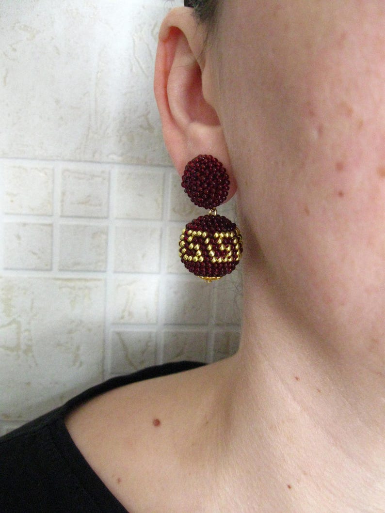 Bordeaux Bon Bon Earrings Burgundy Bon Bon Earrings Bordeaux - Etsy