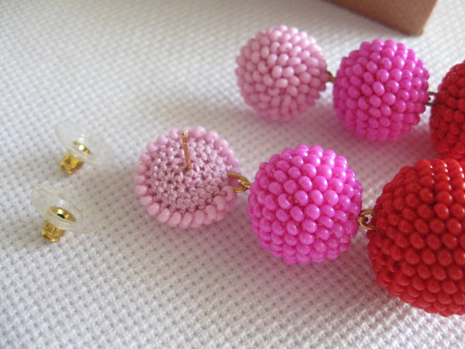Red Bon Bon Earrings Beaded Balls Red Shades Earrings Red | Etsy