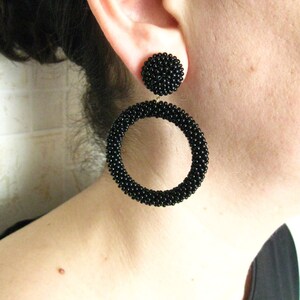 Black Big Hoop Earrings on Studs, Clips, Small Black Hoop Earrings ...