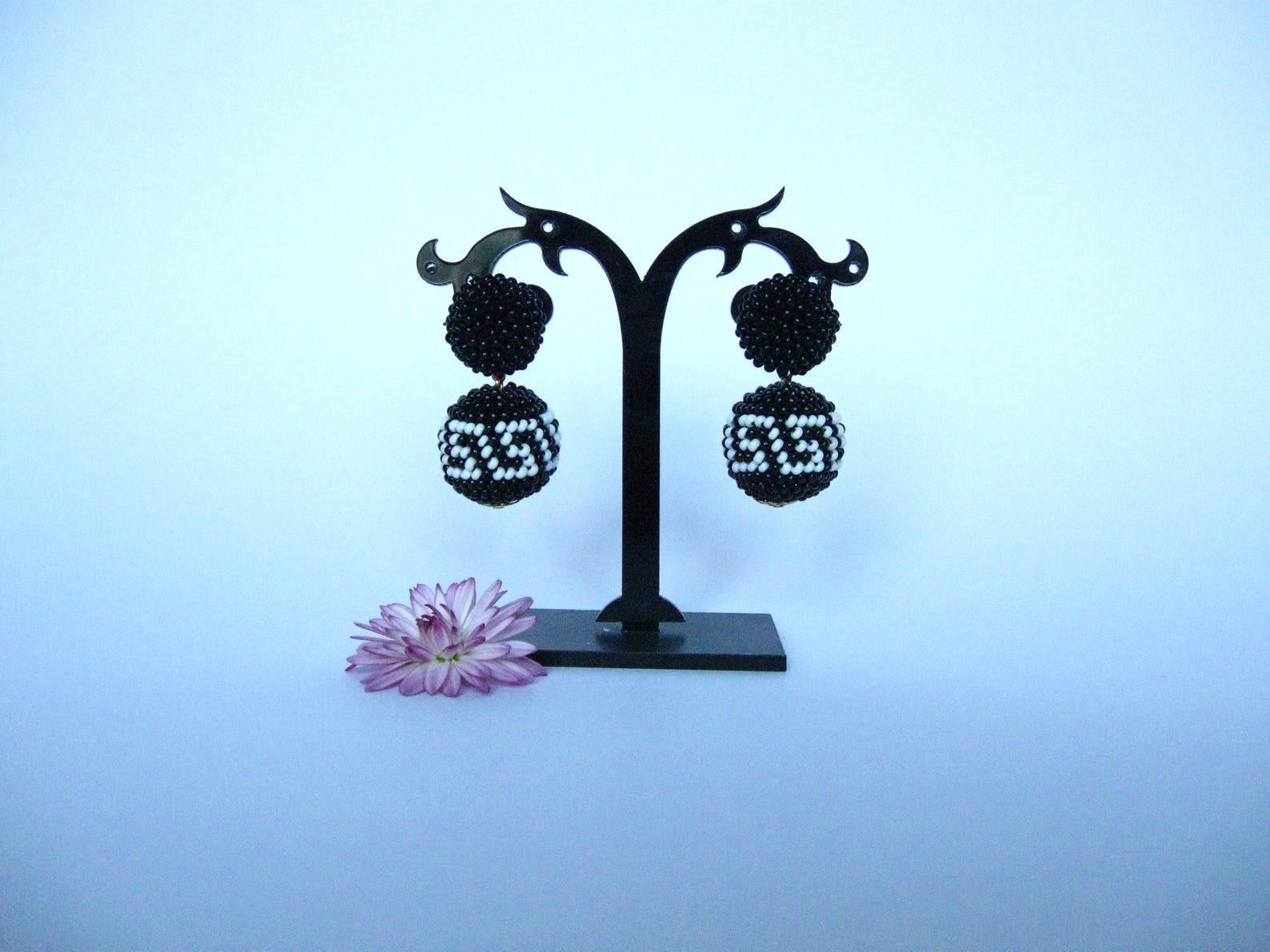 Greek Bon Bon Earrings Black Bon Bon Earrings White Bon Bon - Etsy
