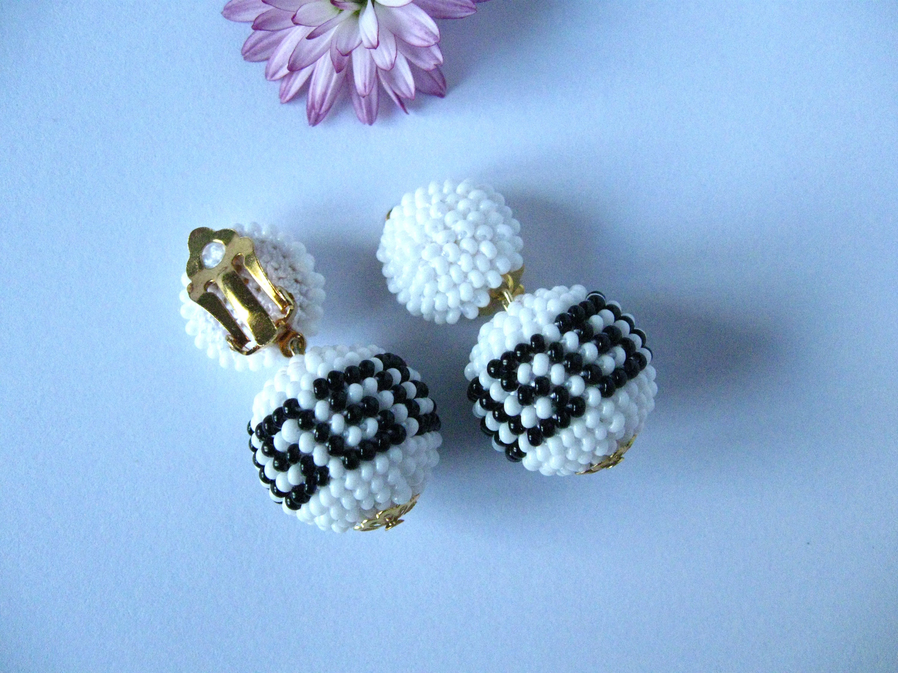 Greek Bon Bon Earrings Black Bon Bon Earrings White Bon Bon - Etsy