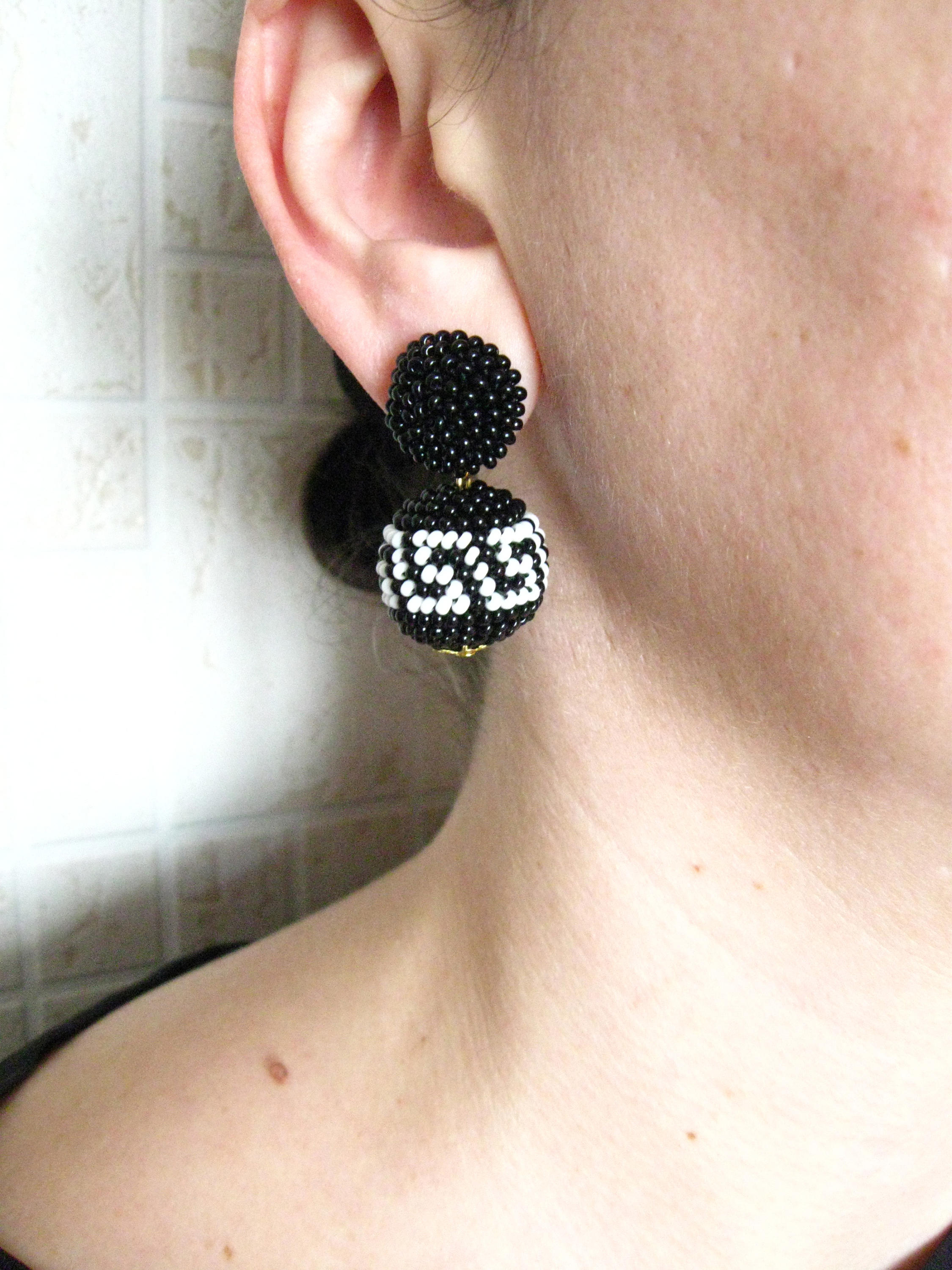 Greek Bon Bon Earrings Black Bon Bon Earrings White Bon Bon - Etsy