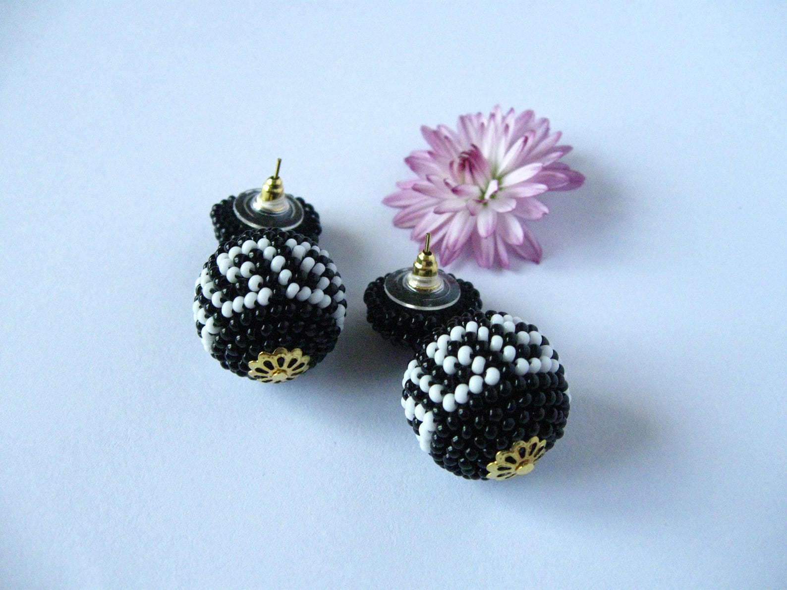 Greek Bon Bon Earrings Black Bon Bon Earrings White Bon Bon - Etsy