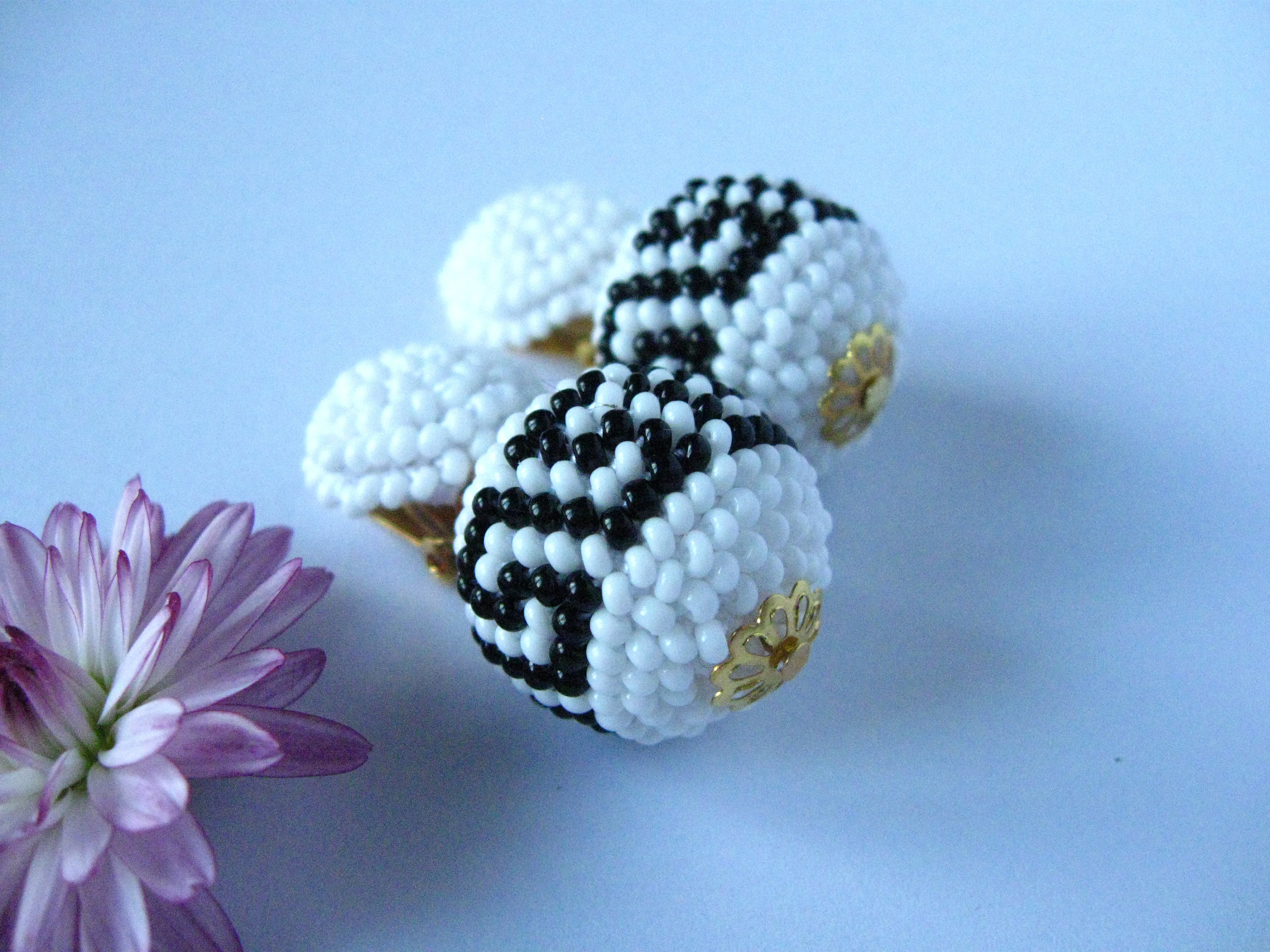 Greek Bon Bon Earrings Black Bon Bon Earrings White Bon Bon - Etsy