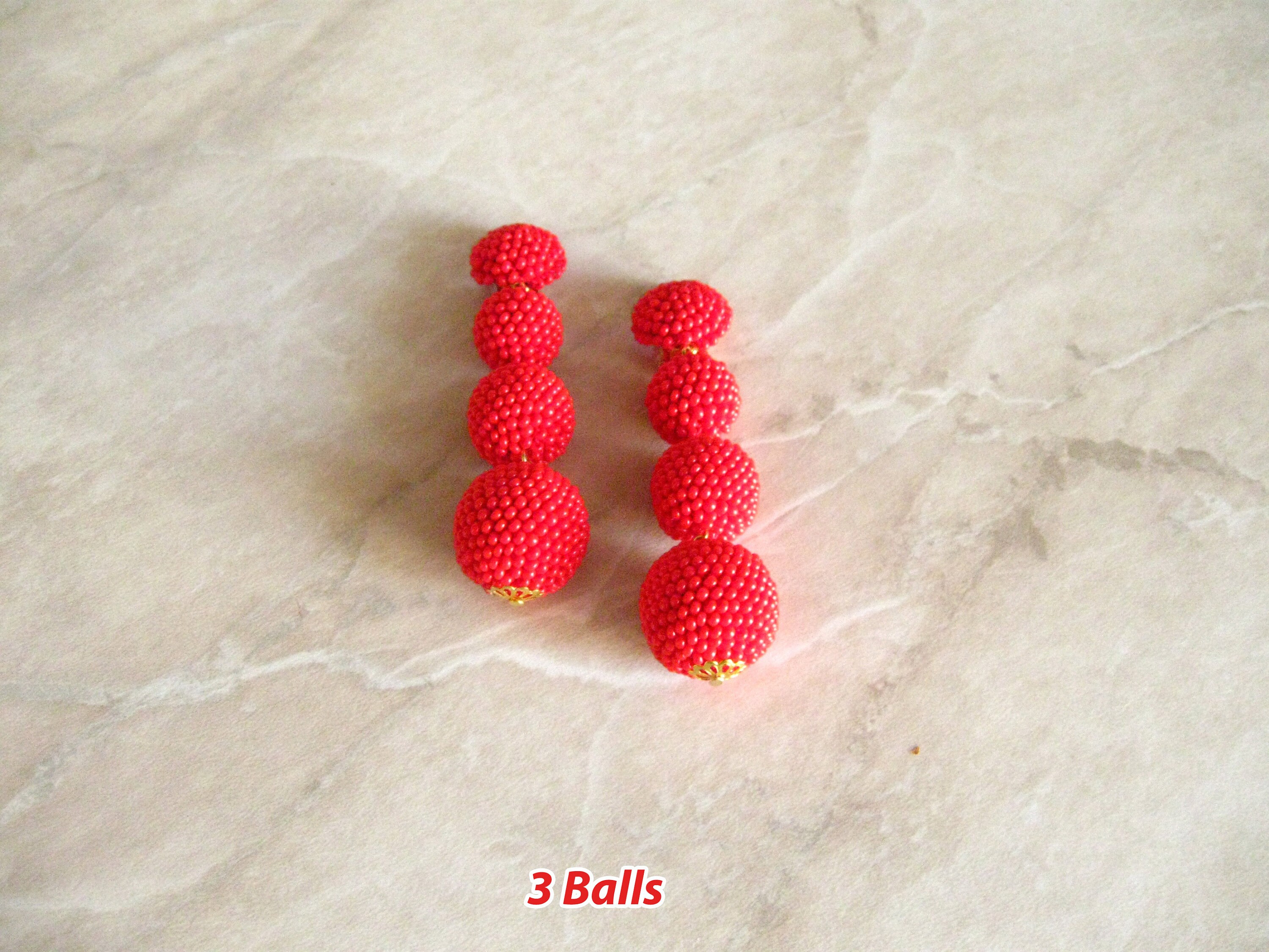 Red Bon Bon Earrings Clips Studs Beaded Balls Red Earrings | Etsy