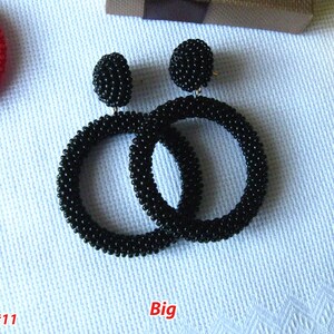 Black Big Hoop Earrings on Studs, Clips, Small Black Hoop Earrings ...