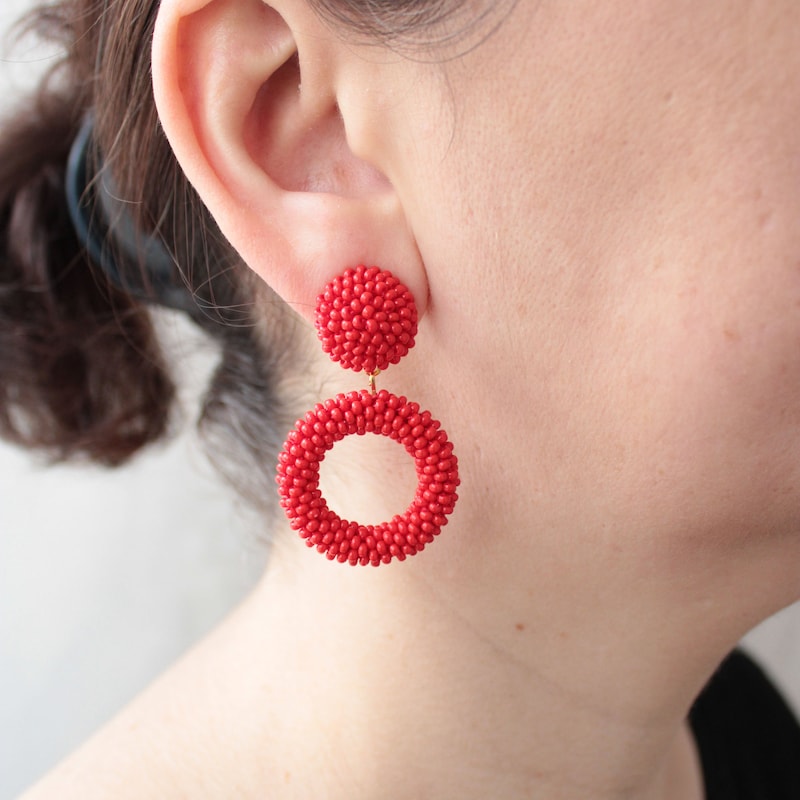 Big Red Earrings - Etsy