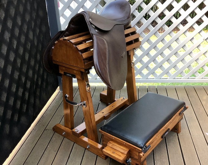 Hand made wooden and upholstered stands by MounfieldSaddleStand