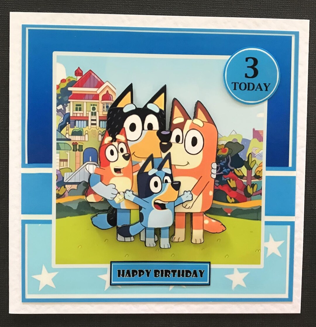 Bluey Handmade 3D Birthday Card ANY AGE - Etsy