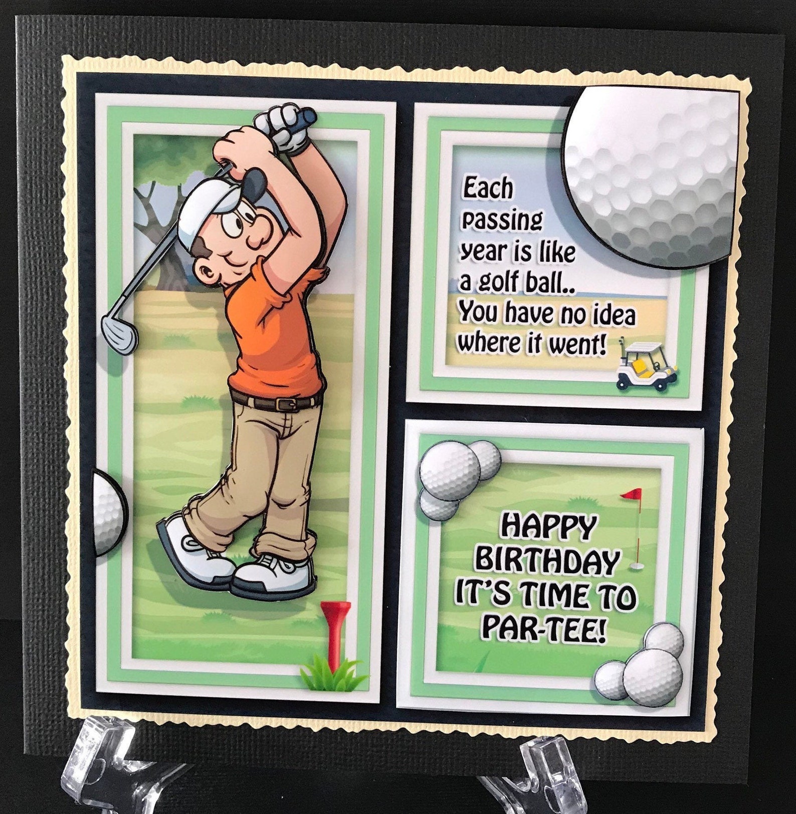 Golf Male Mens Handmade Birthday Cards 3D Etsy
