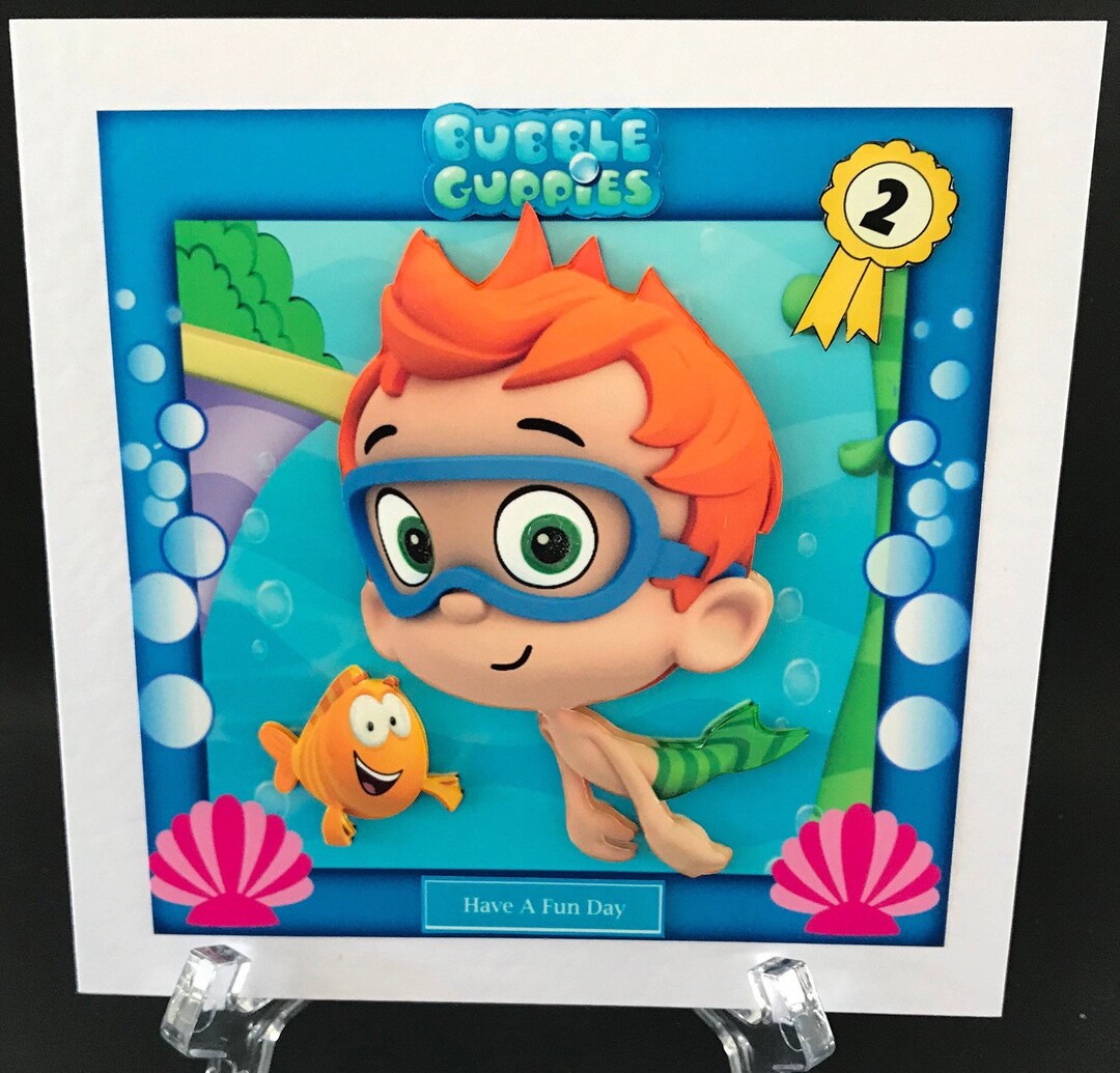 Ages 1 2 3 4 5 Handmade 3D Birthday Card Bubble Guppies Boys Girls Kids ...