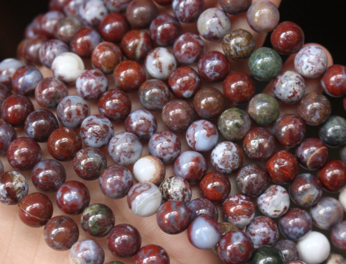 Natural Red Lightning Agate Beads 8mm 10mm Smooth and Round | Etsy