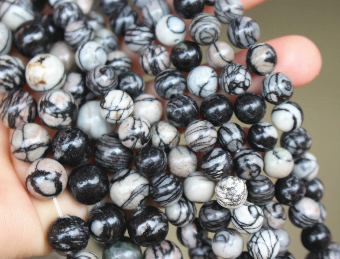 4mm 6mm 8mm 10mm 12mm Natural Black Picasso Jasper Beads15 | Etsy