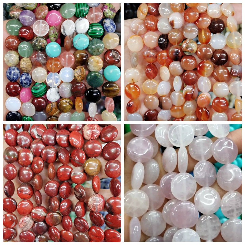 Flat Gemstone Beads - Etsy